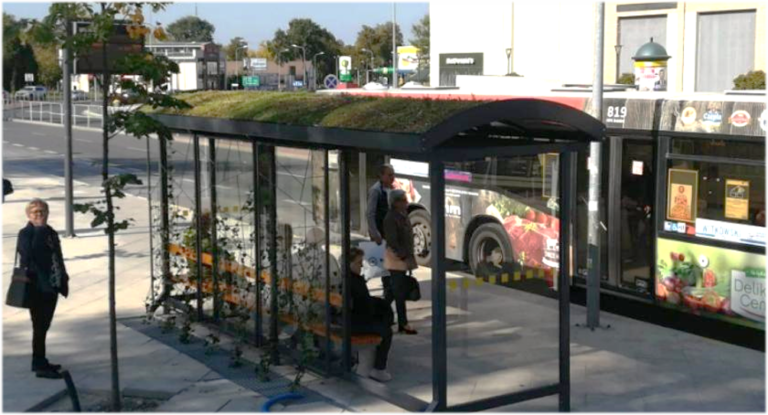 Bus shelters with green roof – Arret